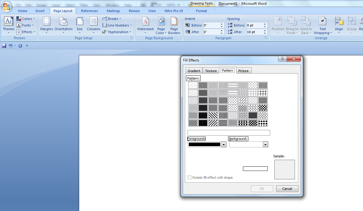 آموزش تصویری fill effects در نرم افزار مایکروسافت آفیس ورد